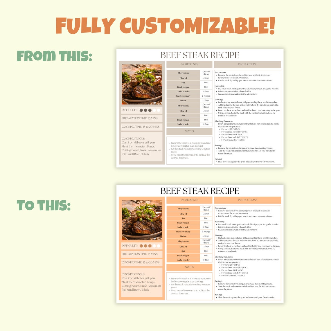 EDITABLE Recipe Template / Canva Recipe Template / Editable Cooking ...