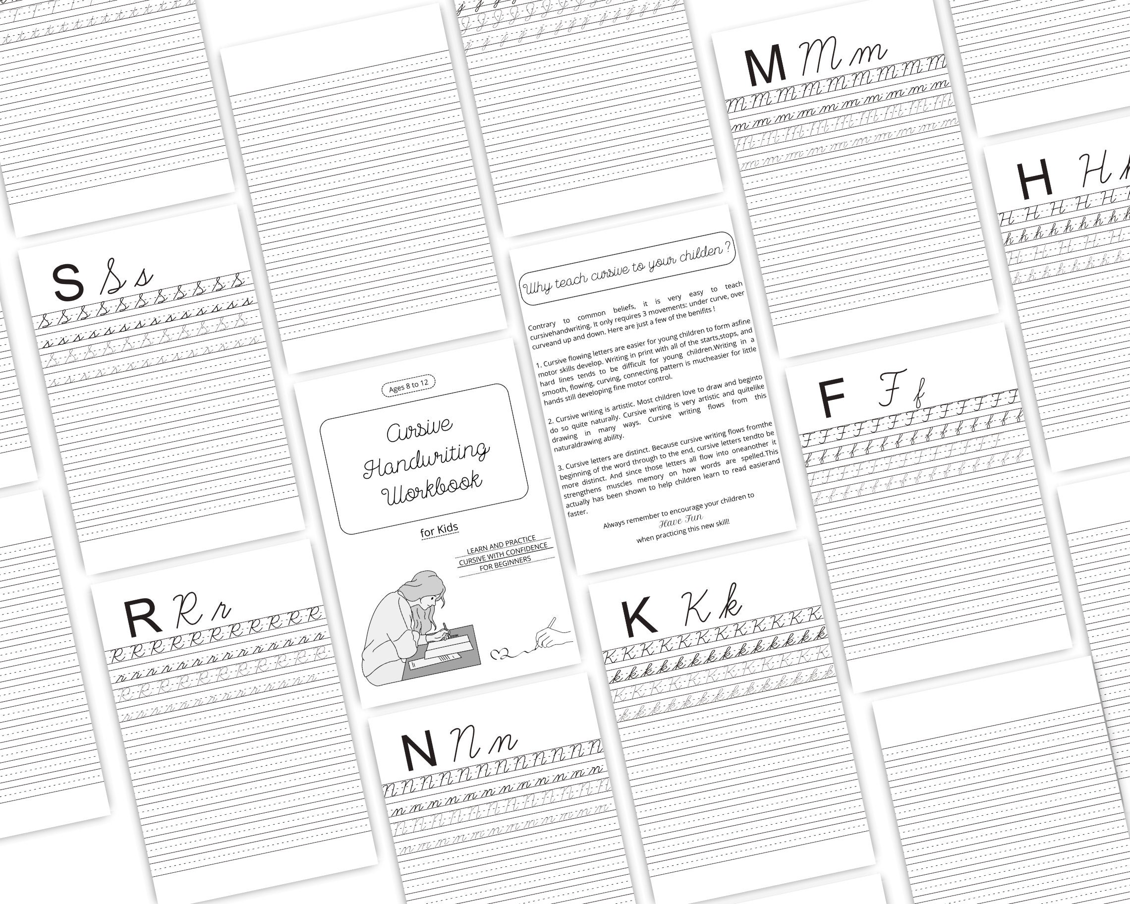 Cursive Handwriting Practice Workbook for Kids, Printable Cursive ...