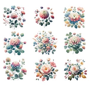 50 Stunning Pastel Flowers Clipart High Quality Floral Clipart PNG SVG ...