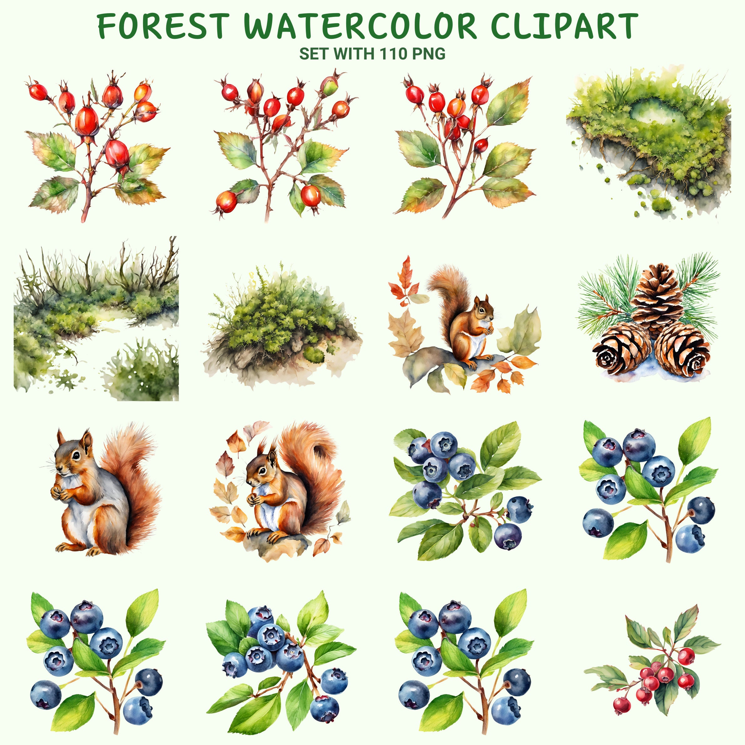 110 Forest Watercolor Clipart High Quality Nature Forest Watercolor ...