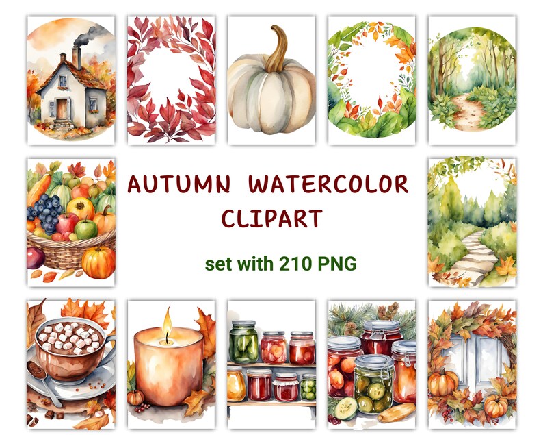 210 Autumn Watercolor Clipart High Quality Autumn Watercolor Clipart ...