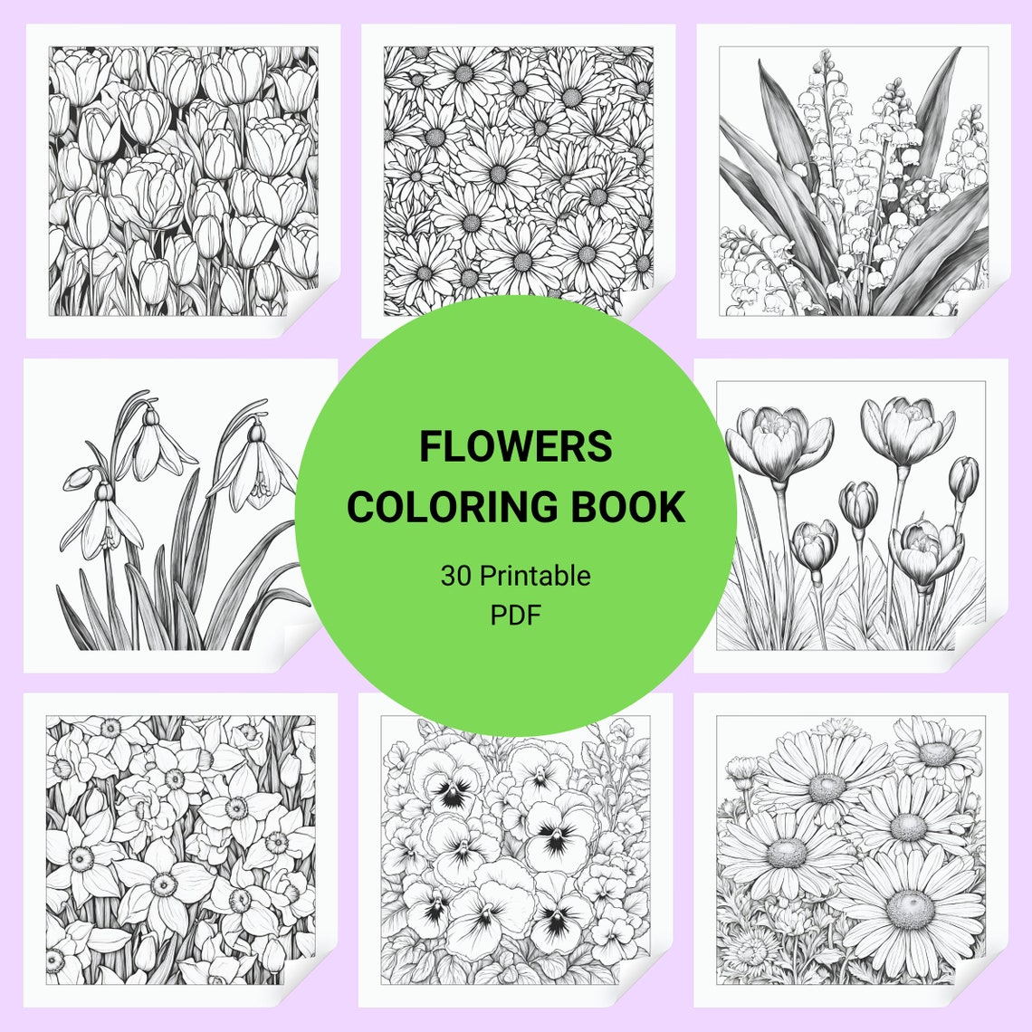 Flowers Coloring Book, Flowers Coloring Pages, Adult Coloring Pages ...