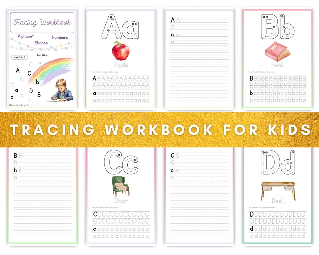 Tracing Workbook Alphabet Numbers Tracing Worksheet, Homeschool ...