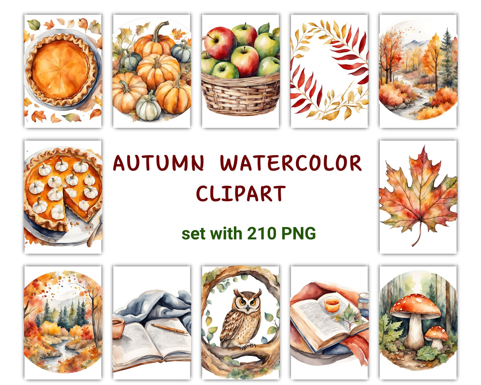 210 Autumn Watercolor Clipart High Quality Autumn Watercolor Clipart ...