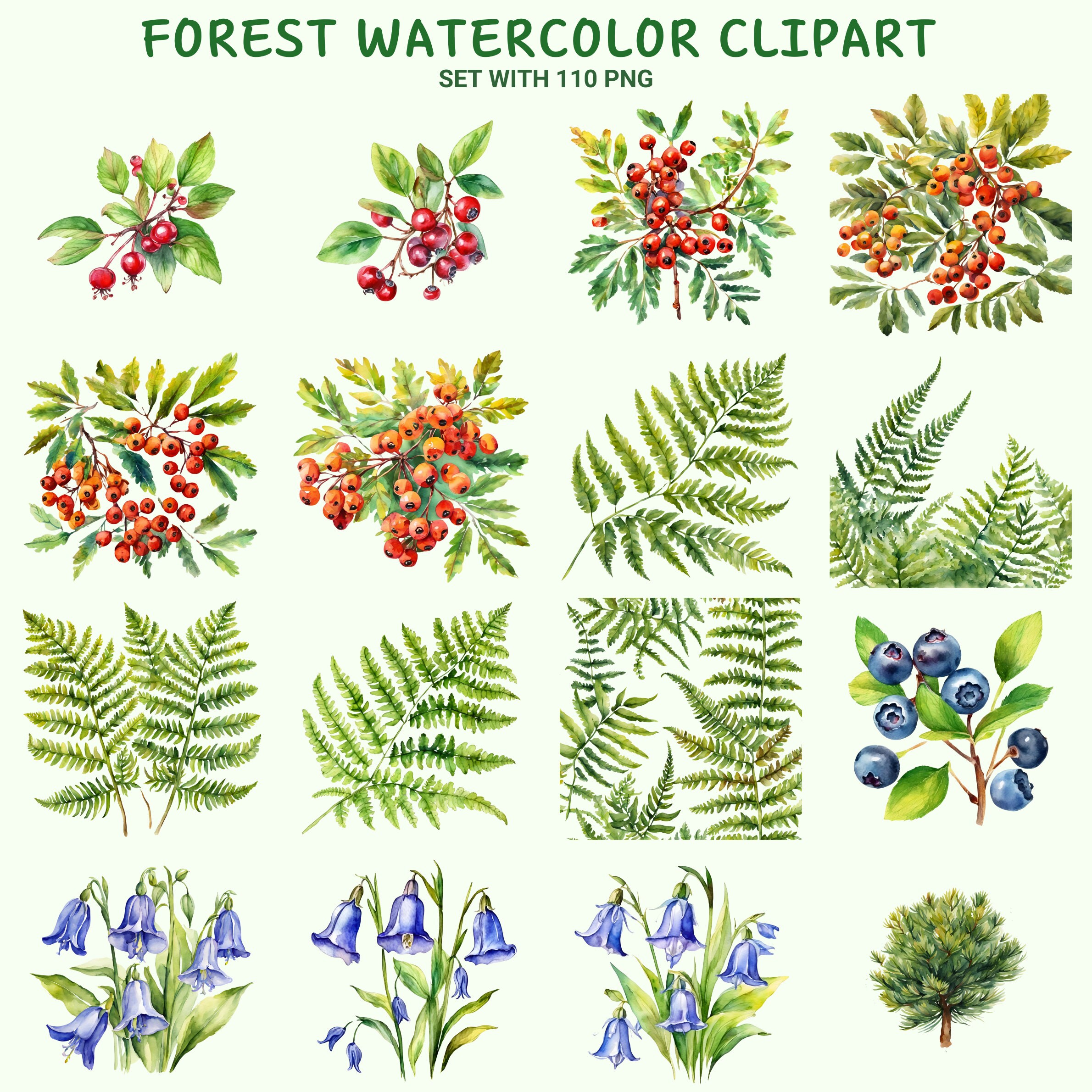 110 Forest Watercolor Clipart High Quality Nature Forest Watercolor ...