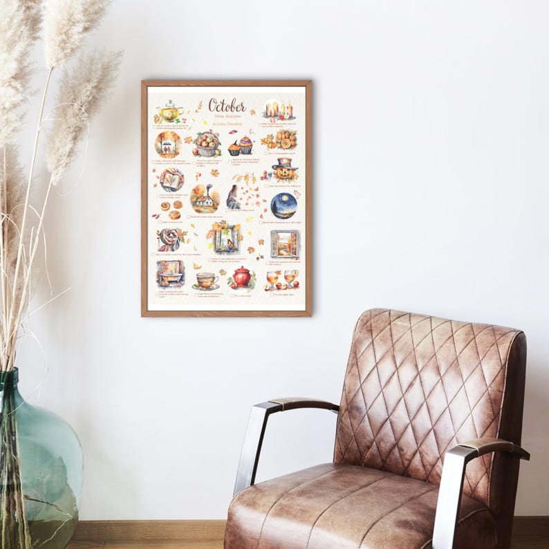 Autumn Poster October Pumpkin Fall Print Slow Autumn Artwork Home Decor ...