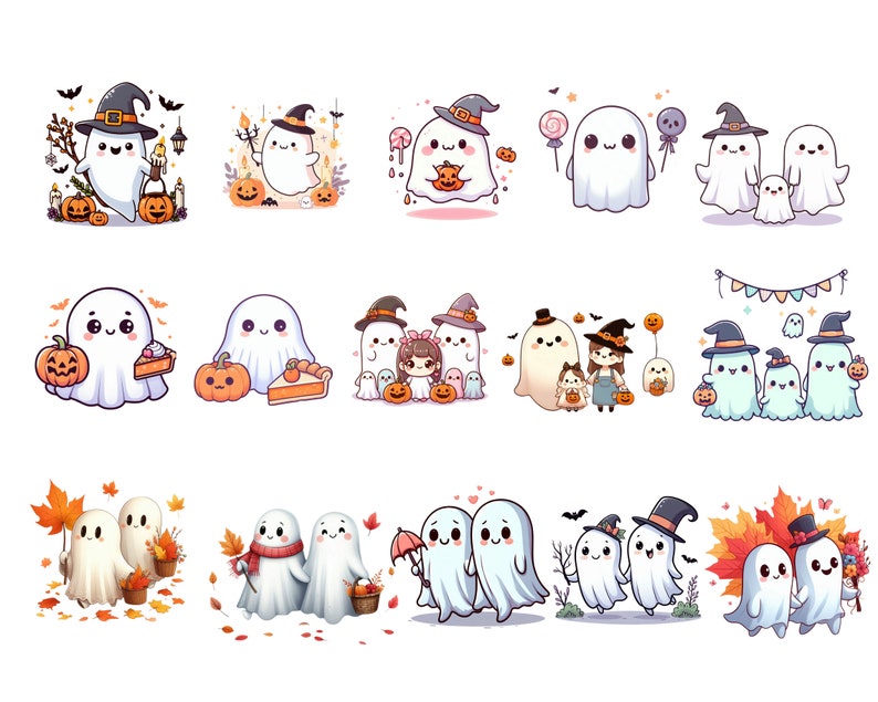 Cute Ghost Clipart 50 PNG High Quality Transparent Background Halloween ...