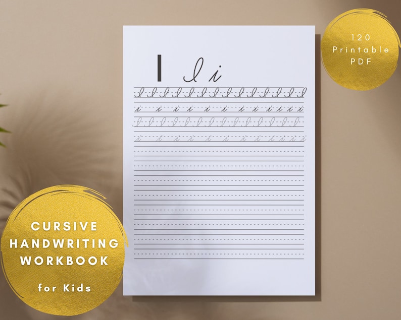 Cursive Handwriting Practice Workbook for Kids, Printable Cursive ...
