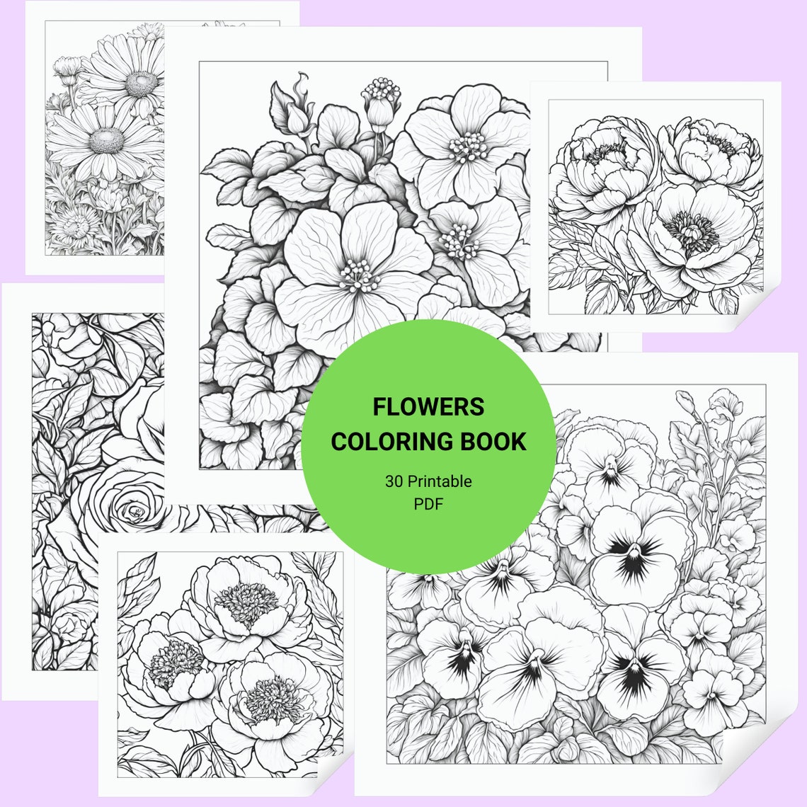 Flowers Coloring Book, Flowers Coloring Pages, Adult Coloring Pages ...