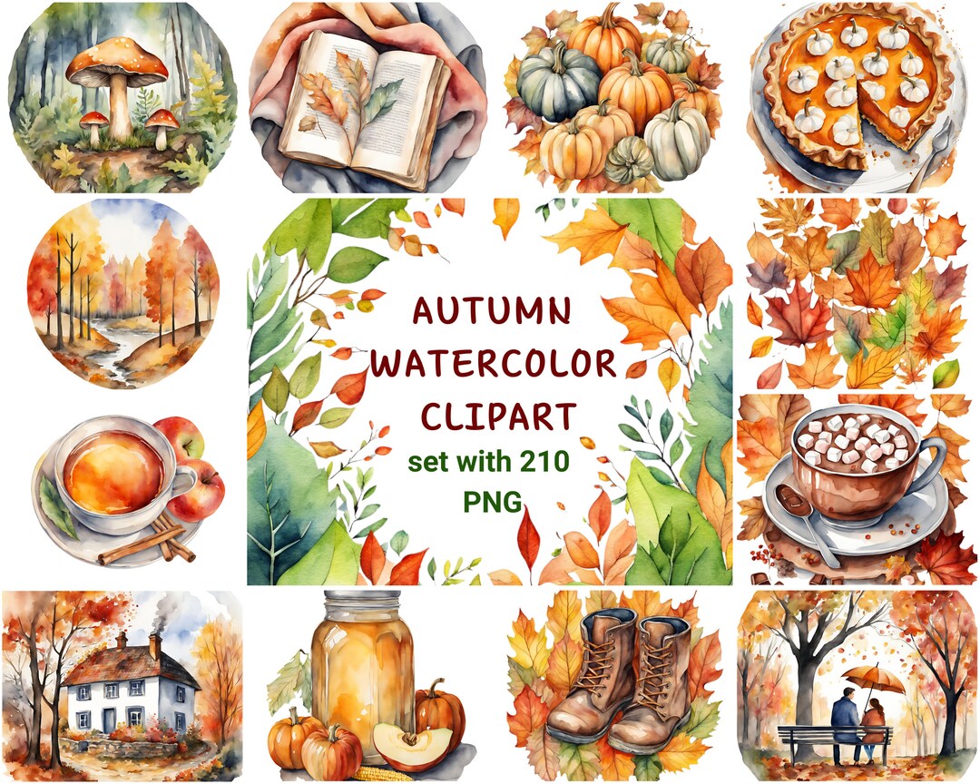 210 Autumn Watercolor Clipart High Quality Autumn Watercolor Clipart ...