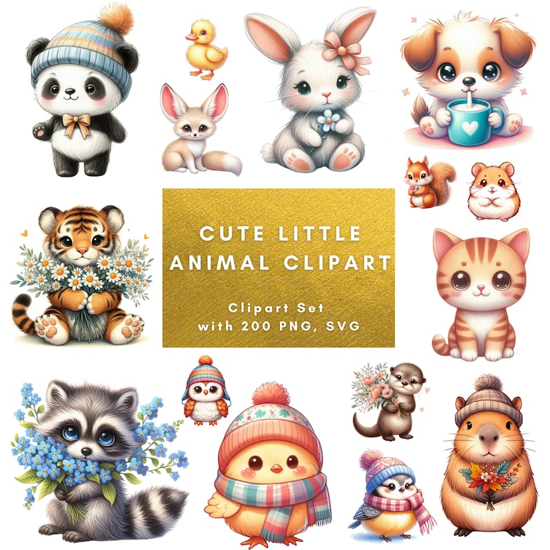 200 PNG SVG Cute Little Animal Clipart, Cute Animals, High Quality ...