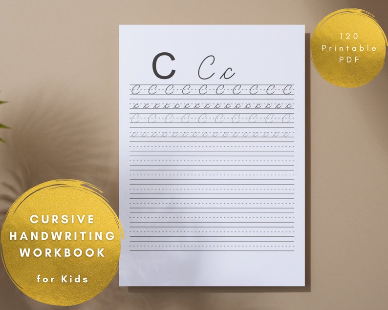Cursive Handwriting Practice Workbook for Kids, Printable Cursive ...