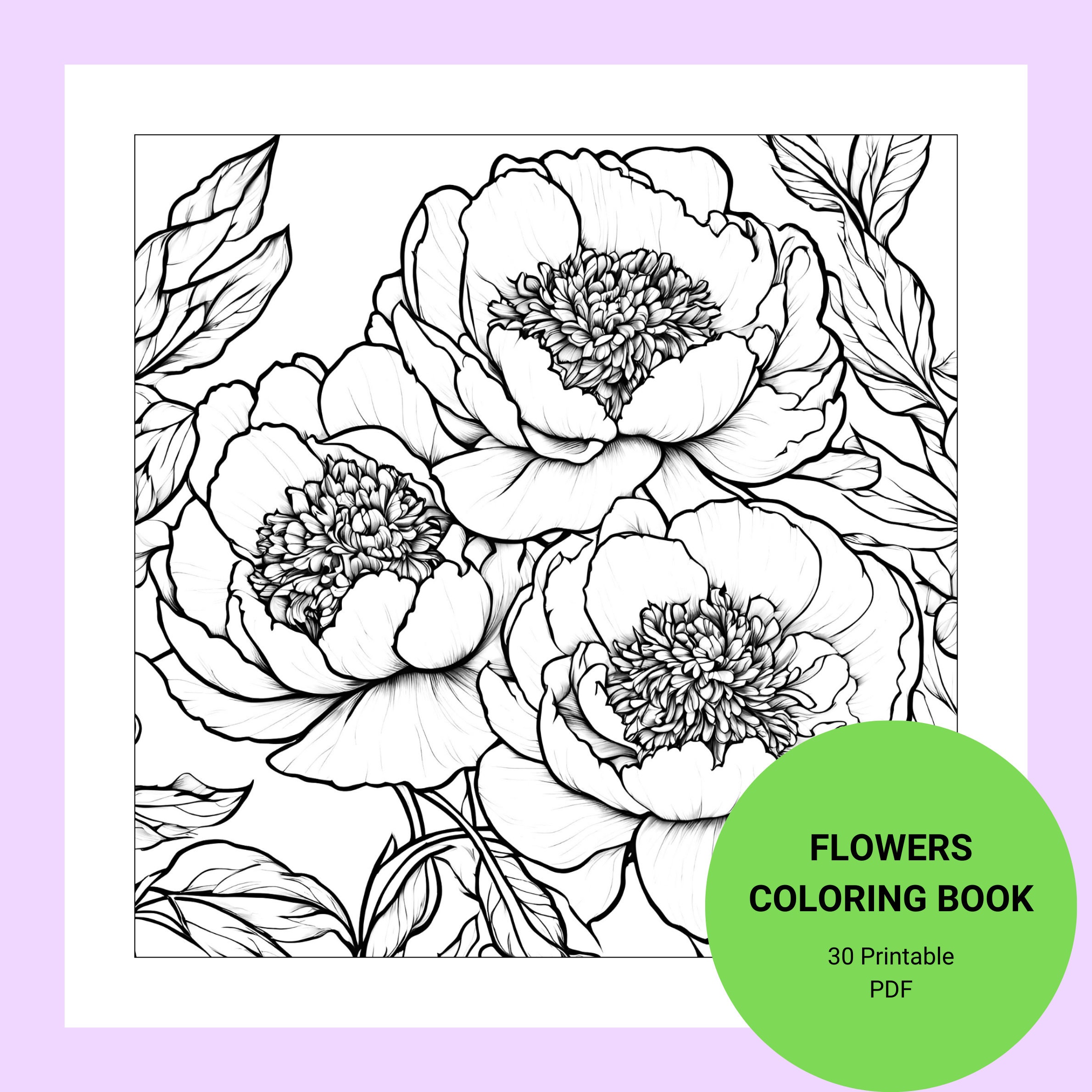 Flowers Coloring Book, Flowers Coloring Pages, Adult Coloring Pages ...
