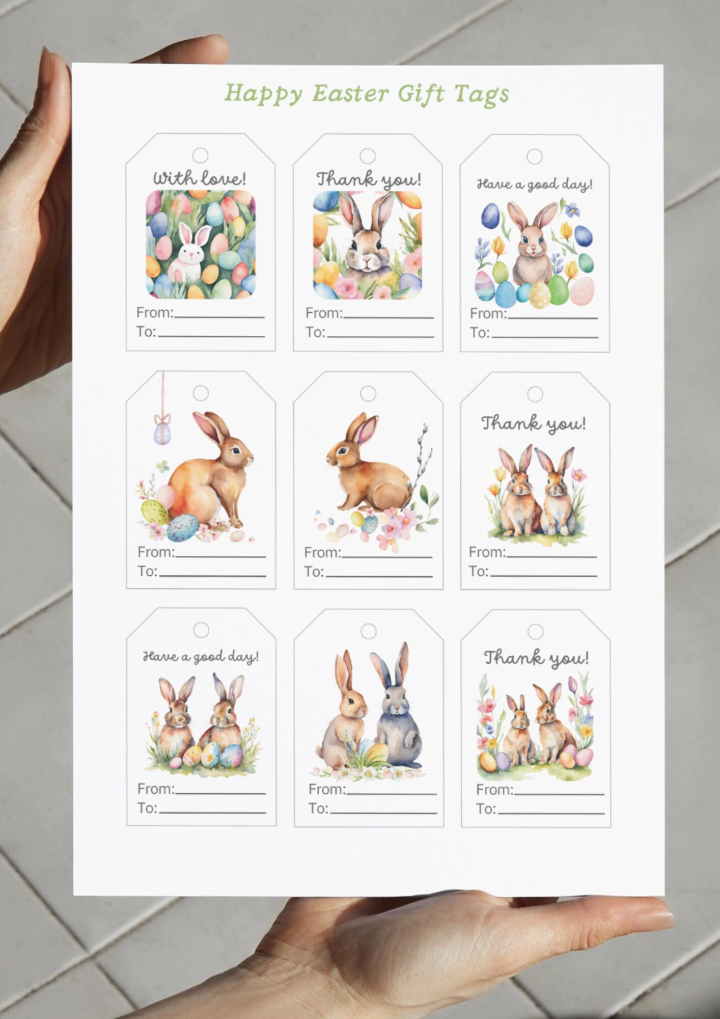 Easter Gift Tags Printable, Tags for Easter, Bunny Gift Tag, Instant ...