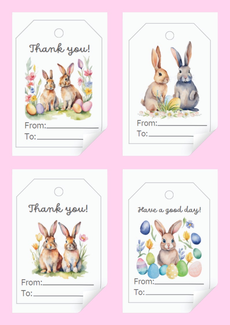 Easter Gift Tags Printable, Tags for Easter, Bunny Gift Tag, Instant ...