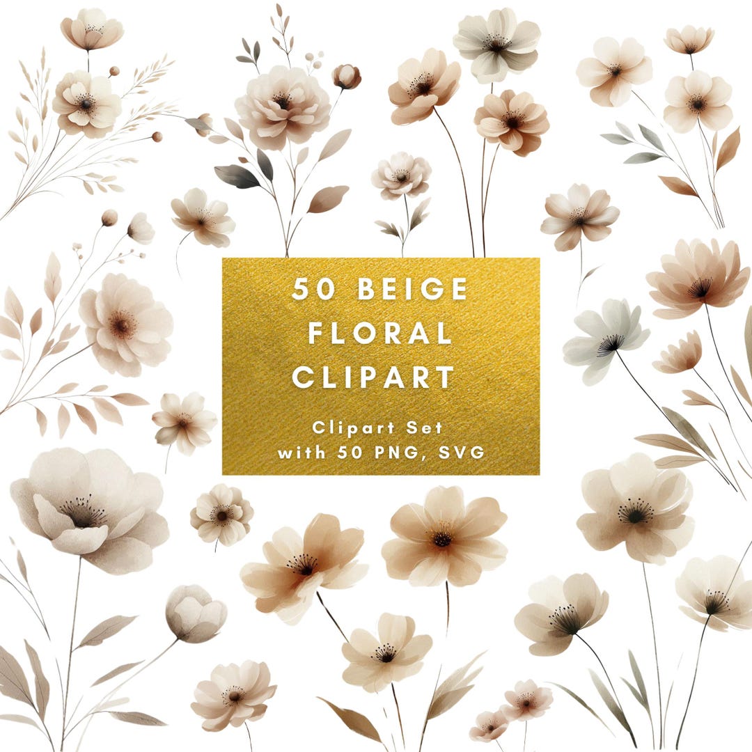 50 Beige Flowers Clipart High Quality Floral Clipart PNG SVG Images ...