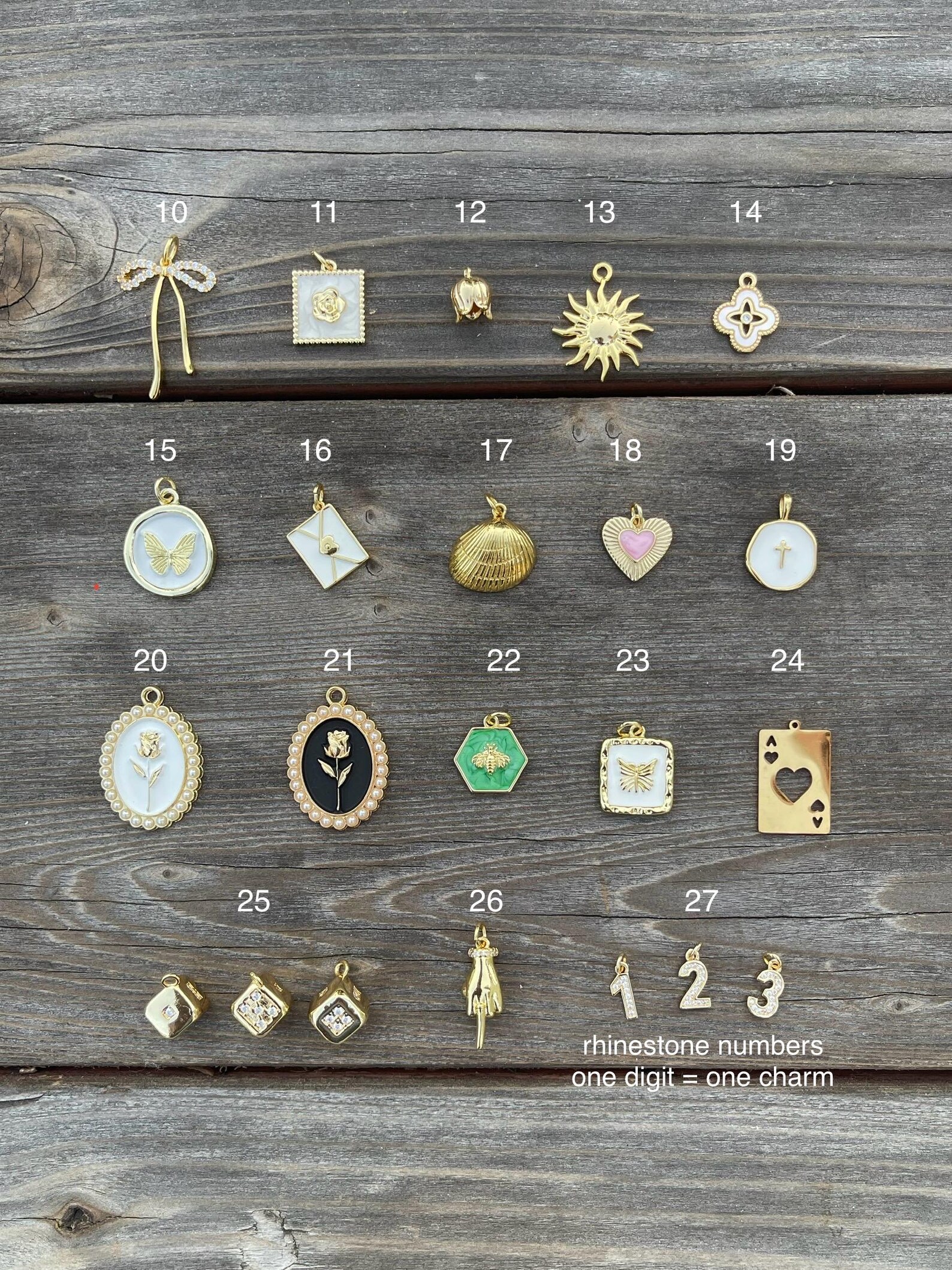 Add-on Individual Gold Charms 18k for Ruby & Ryan Custom Carabiner or ...