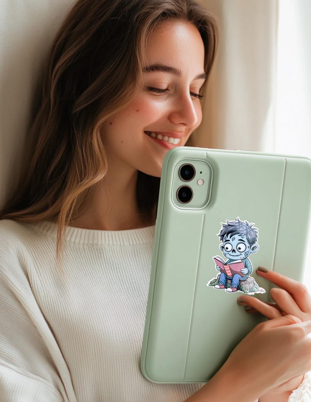 Cute Zombie Reading Sticker – Adorable Vinyl Decal for Book Lovers ...