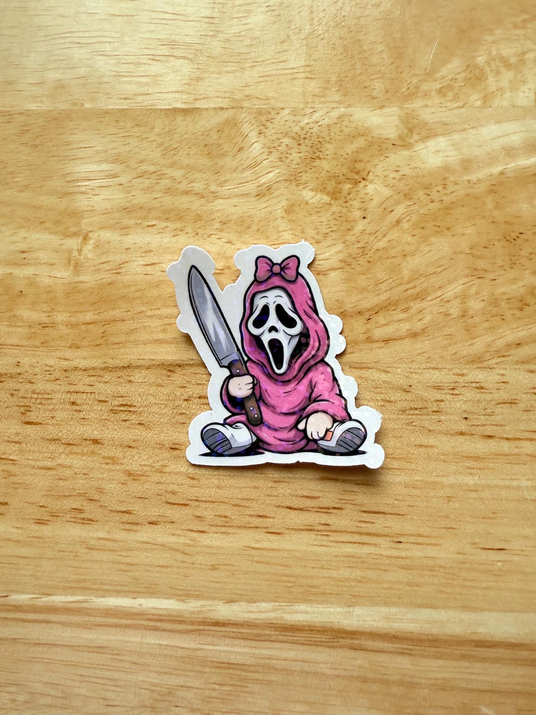 Cute Horror Ghostface Sticker – Pink Aesthetic Spooky Vinyl Decal ...