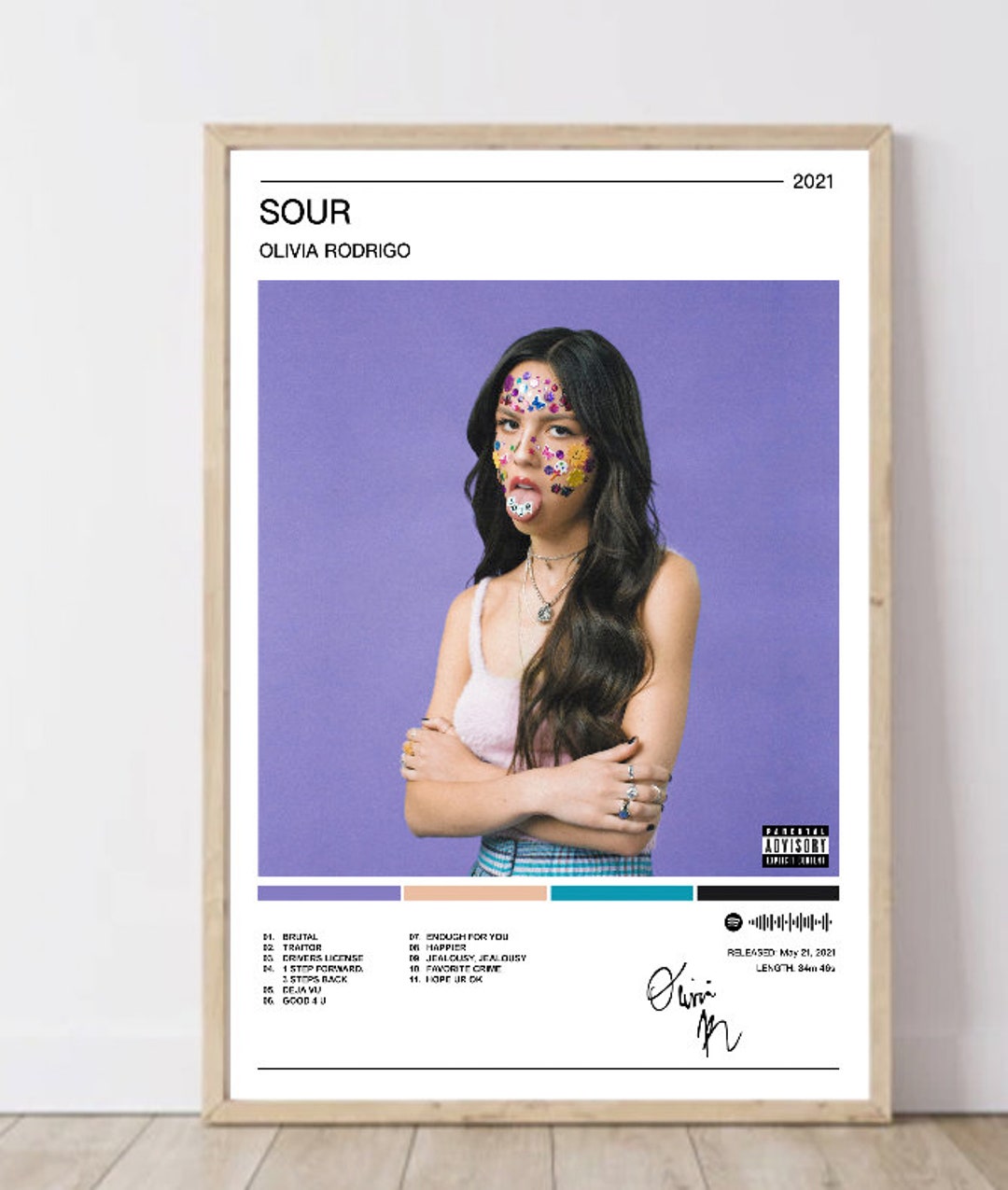 Olivia Rodrigo Sour Album Poster Merch Custom Poster Wall Art Print ...