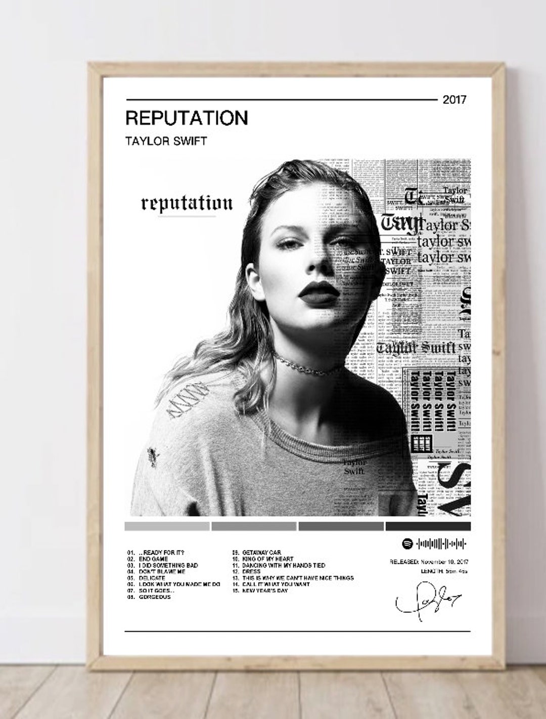 Taylor Swift Reputation Album Poster Swiftie Merch Custom Poster Wall ...