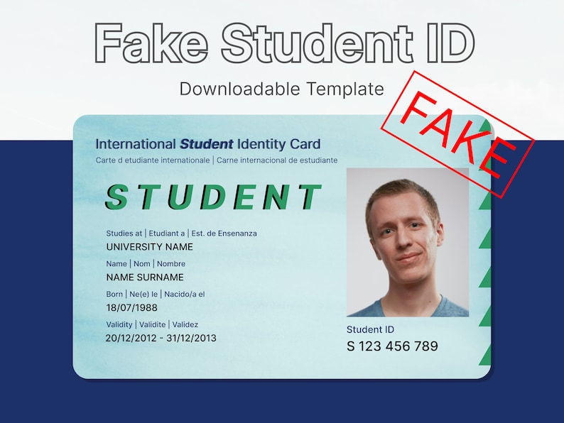 Fake Student ID - SVG and PNG Download, Template for Editing - Etsy ...
