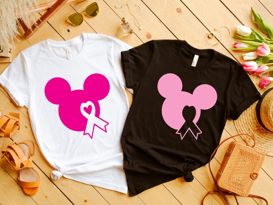 Pink Ribbon Mickey Head T-shirt, Hope for A Cure Breast Cancer ...