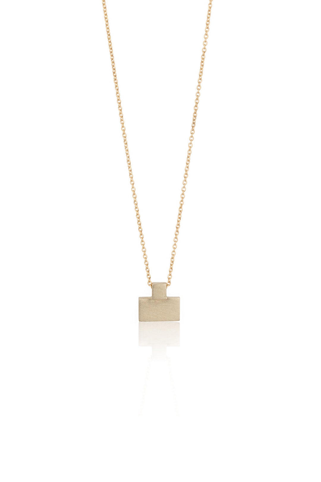 Brick 14k Solid Gold Abstract Pendant Gold Geometric - Etsy