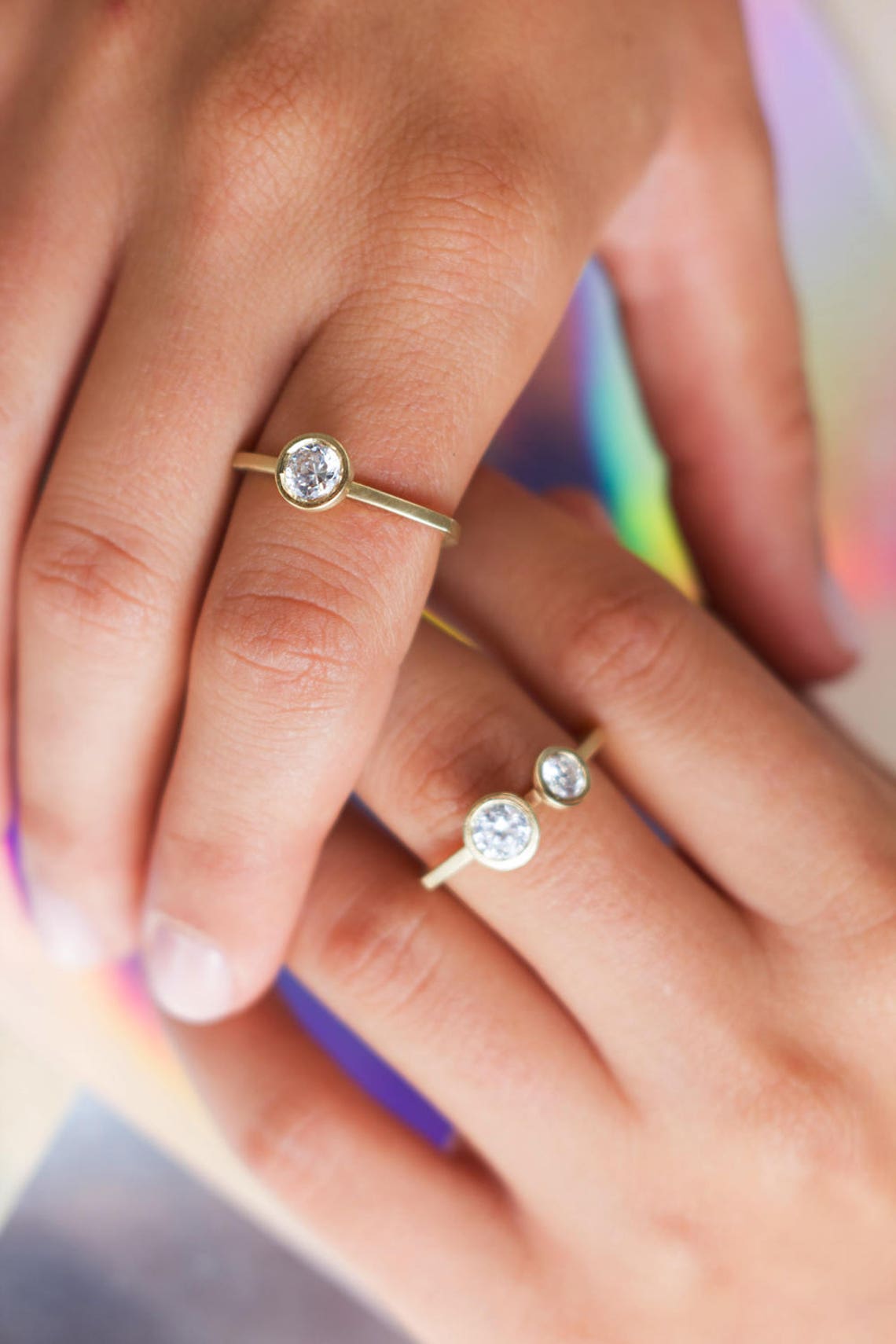 Emilie round cut diamond engagement ring solitaire gold | Etsy