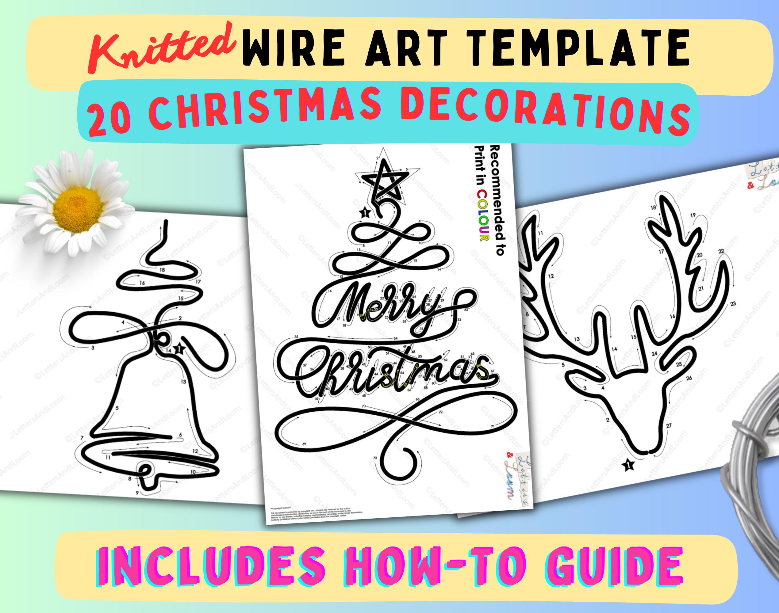 Premium Knitted Wire Art Christmas Decorations 20 X Templates, Wire ...
