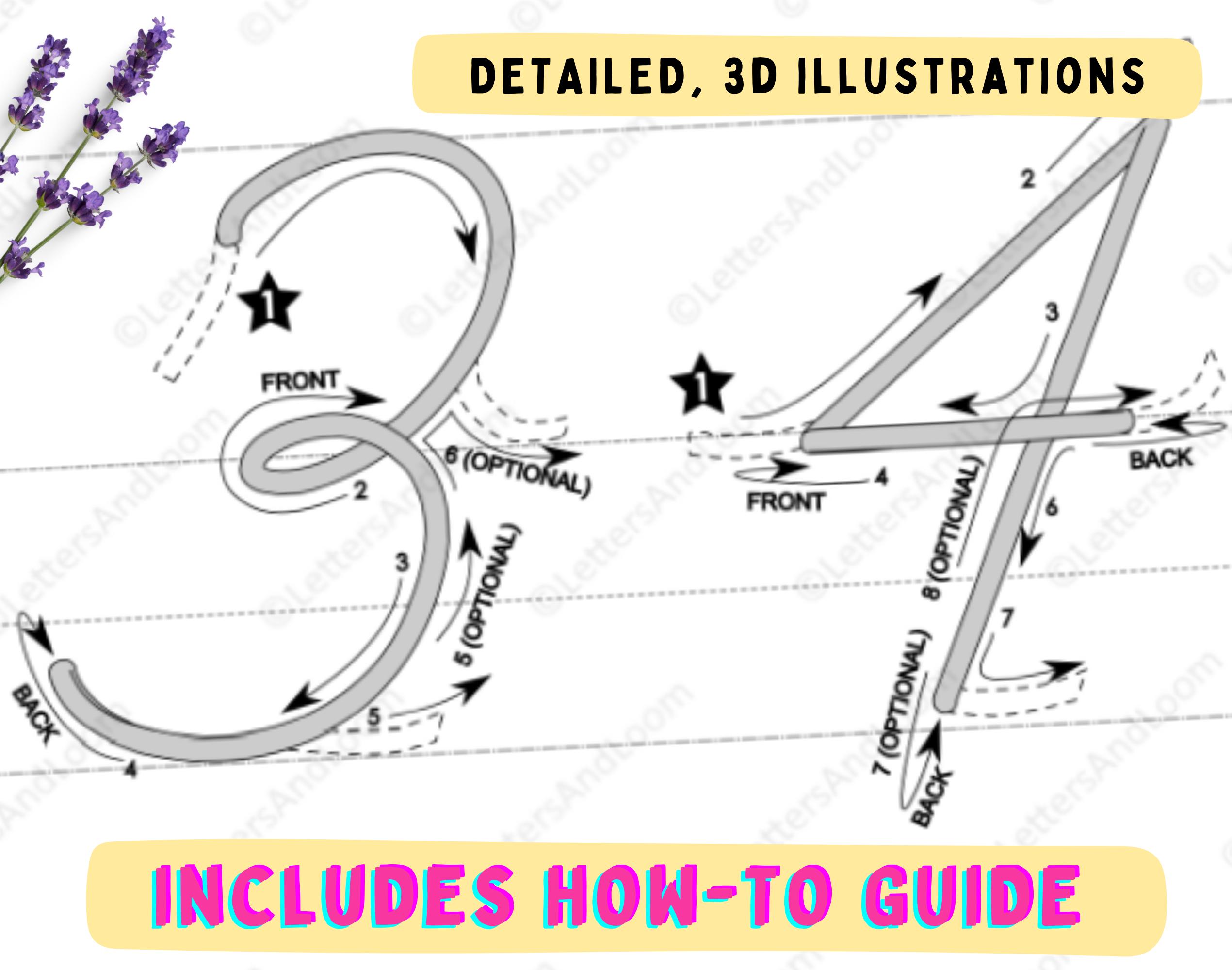 Premium Knitted Wire Art Alphabet Template, Wire Bending Guide With ...