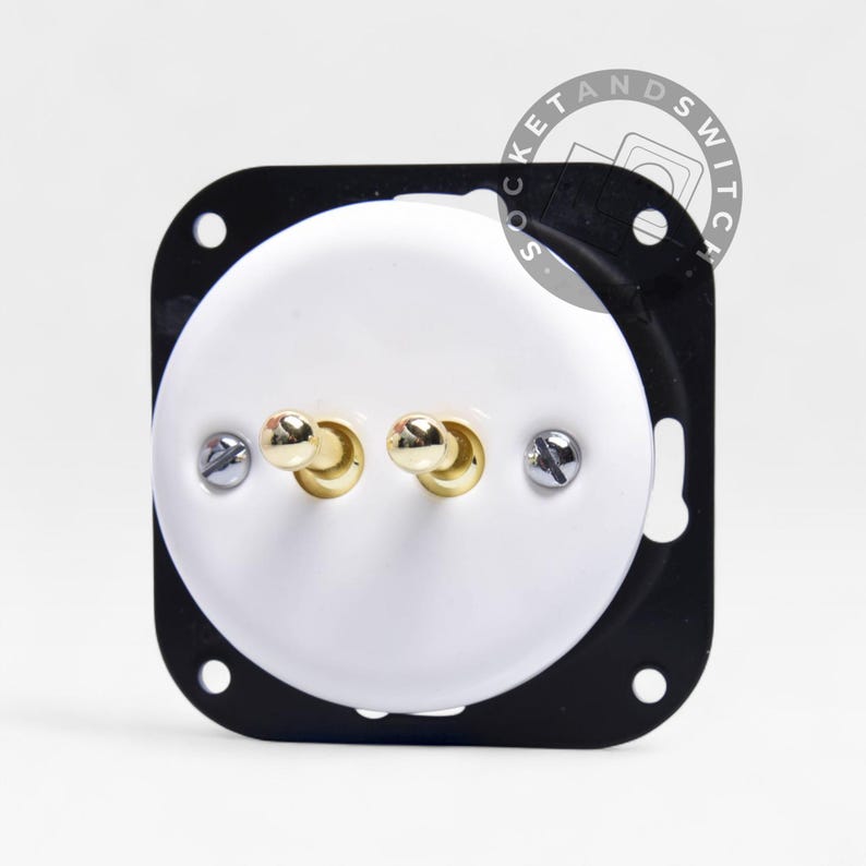 Retro Ceramic Double Toggle Light Switch – 2-gang Porcelain Wall Switch ...