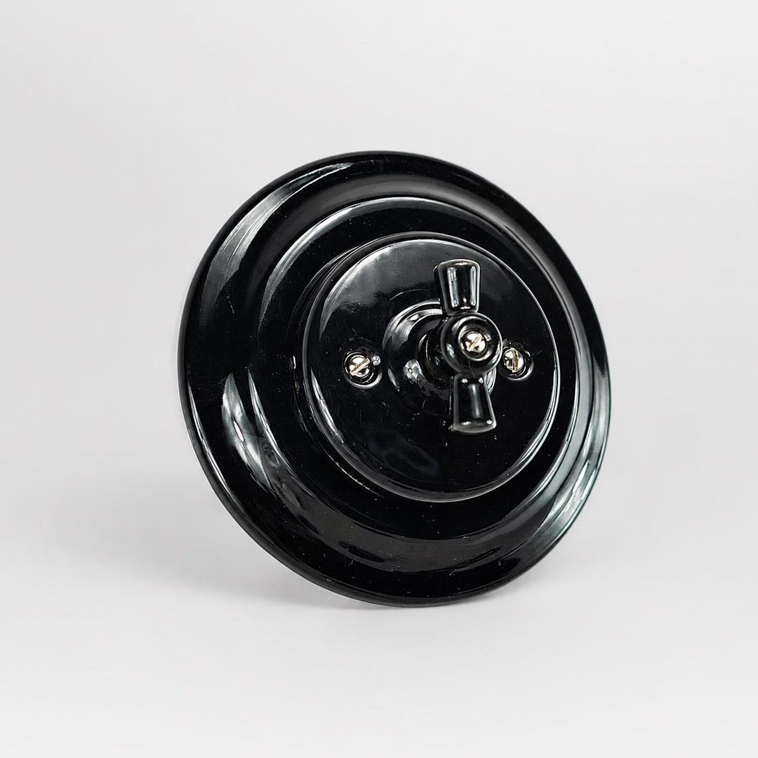 Classic Ceramic Double Rotary Light Switch – 2-gang Porcelain Wall ...