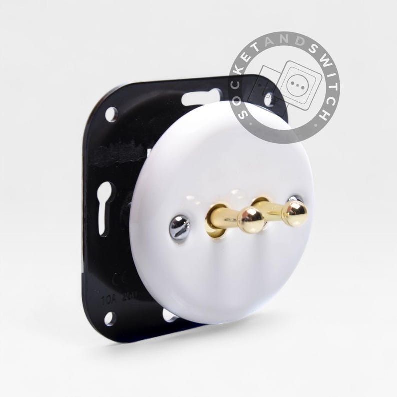 Retro Ceramic Double Toggle Light Switch – 2-gang Porcelain Wall Switch ...