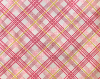 Pink plaid fabric | Etsy
