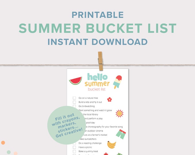 30+ Summer Bucket List Ideas for Kids, Kids Printable, Summer ...