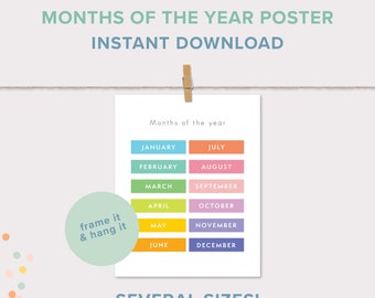 Months of the Year- Digital Download/ Printable - Etsy