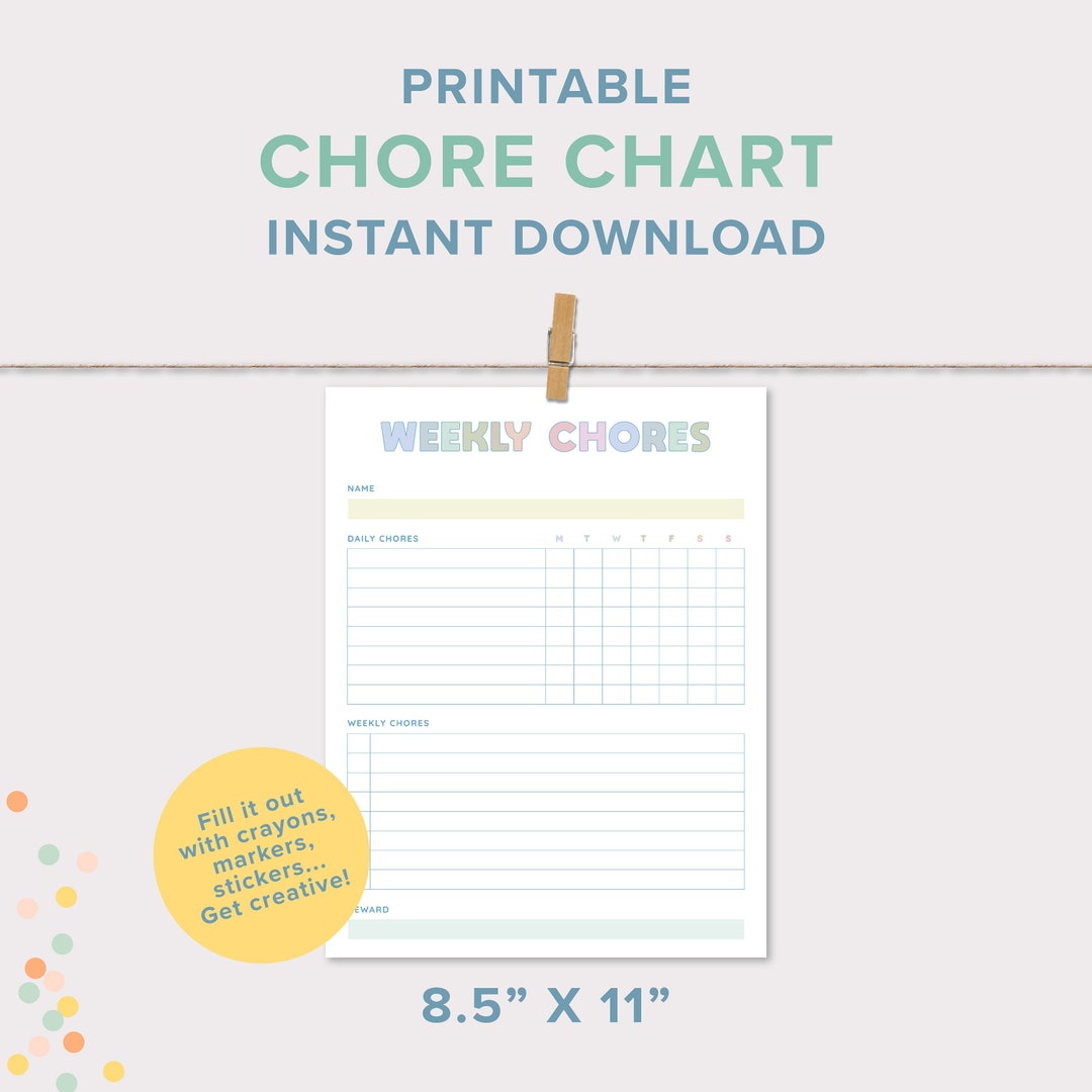 Busy Mom Family Chore Chart | Printable Daily and Weekly Task Chart for ...
