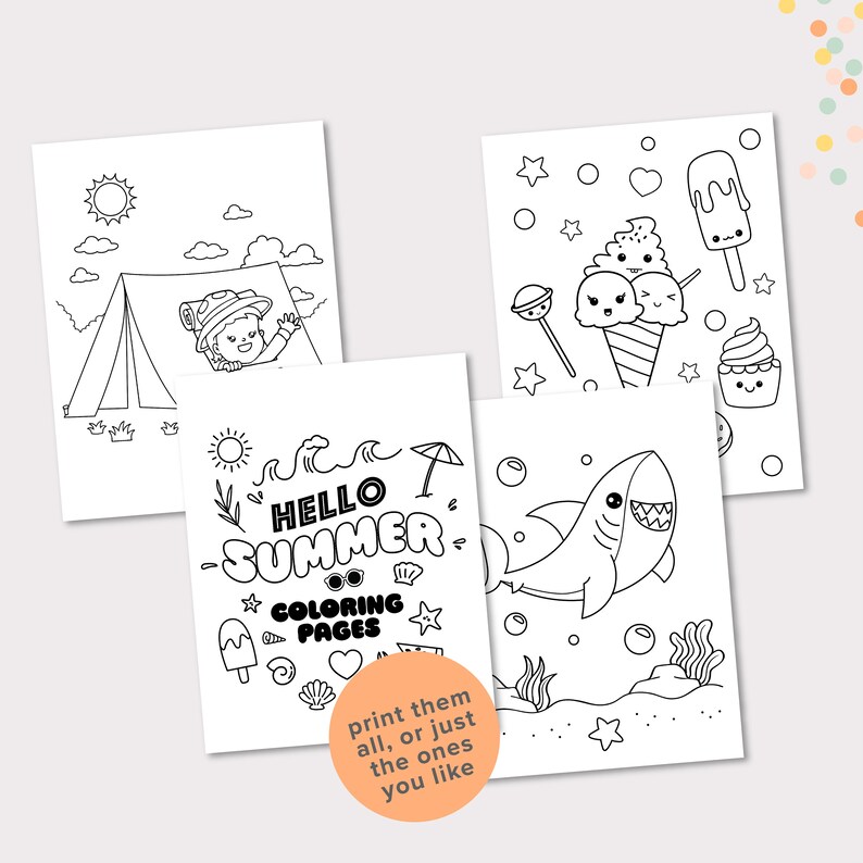 Fun Summer Coloring Pages, Kids Coloring Printables, Vacations Book ...