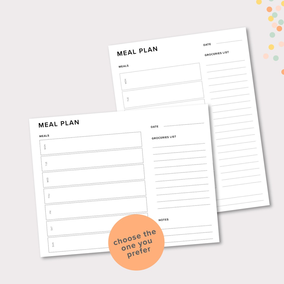 Printable Digital Weekly Meal Planner, Grocery List, Meal Prep, Grocery ...