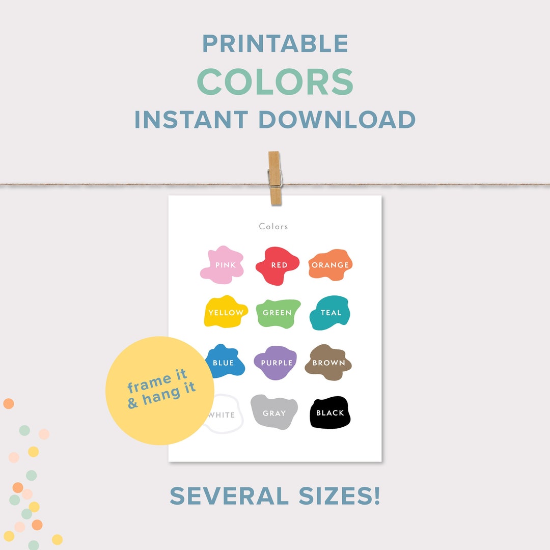 Colors Poster, Classroom Decor, Educational Poster, Colors Printable ...