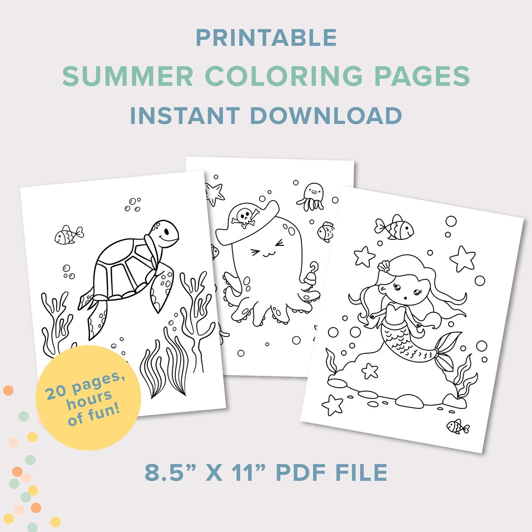 Fun Summer Coloring Pages, Kids Coloring Printables, Vacations Book ...