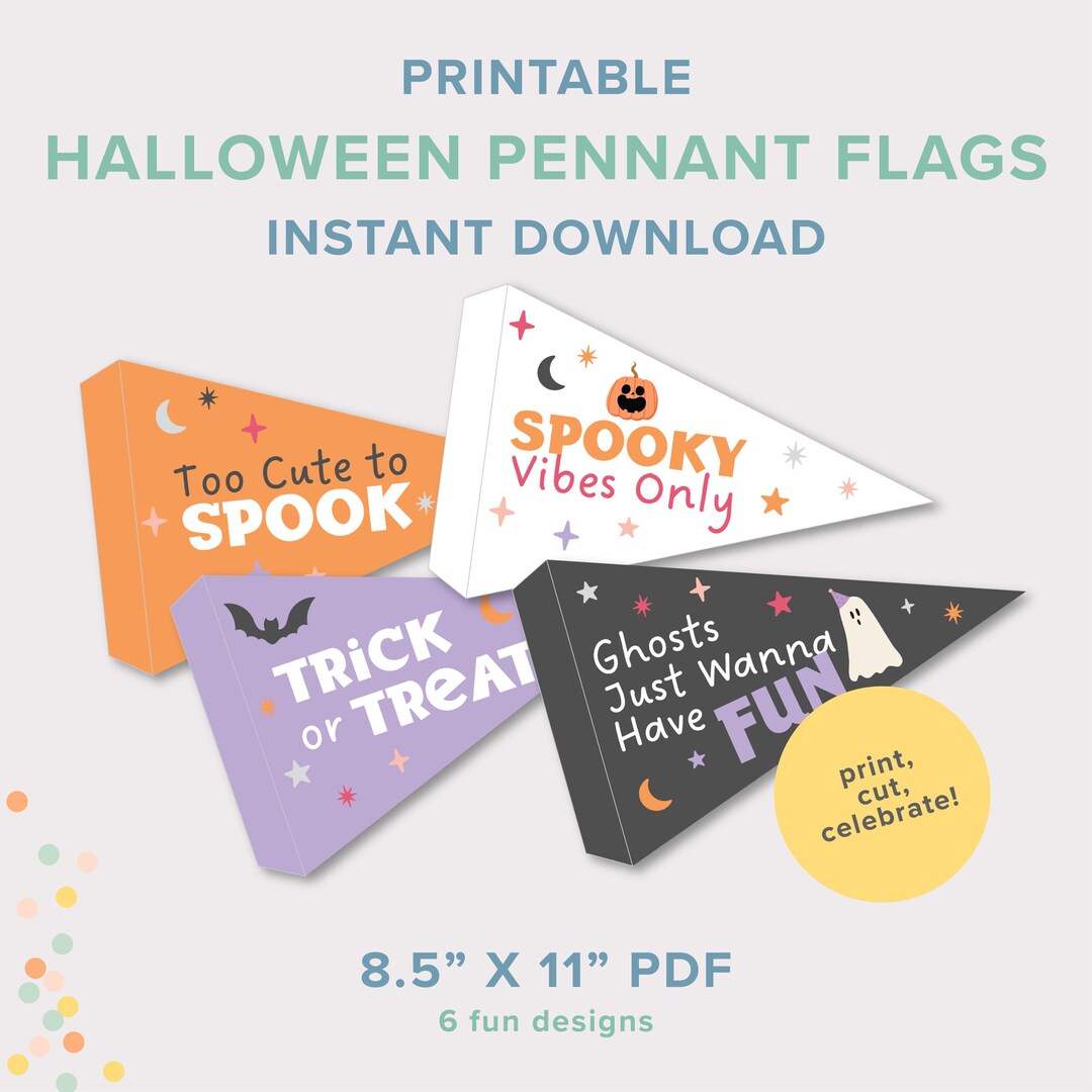 Instant Download Halloween Pennants Flags, Halloween Party Decor ...