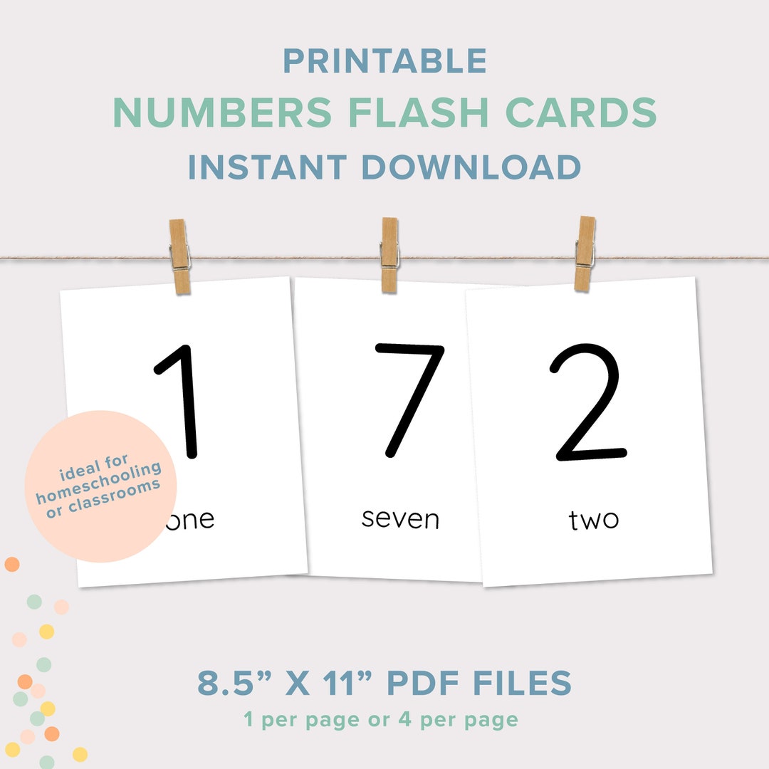 Printable Numbers Flash Cards, Preschool Counting Flash Cards, Count ...