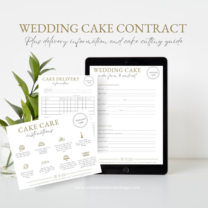 Editable Wedding Cake Contract Template, Wedding Cake Order Form, Cake ...