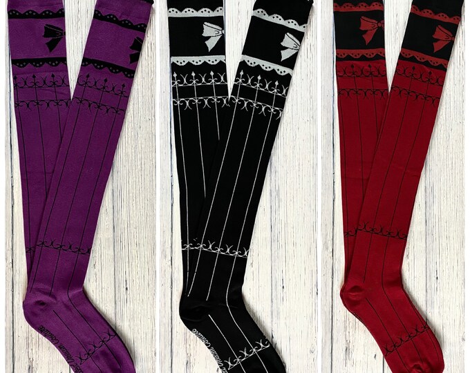 Gothic Midnight Sanctuary Gate Over the Knee Socks. - Etsy