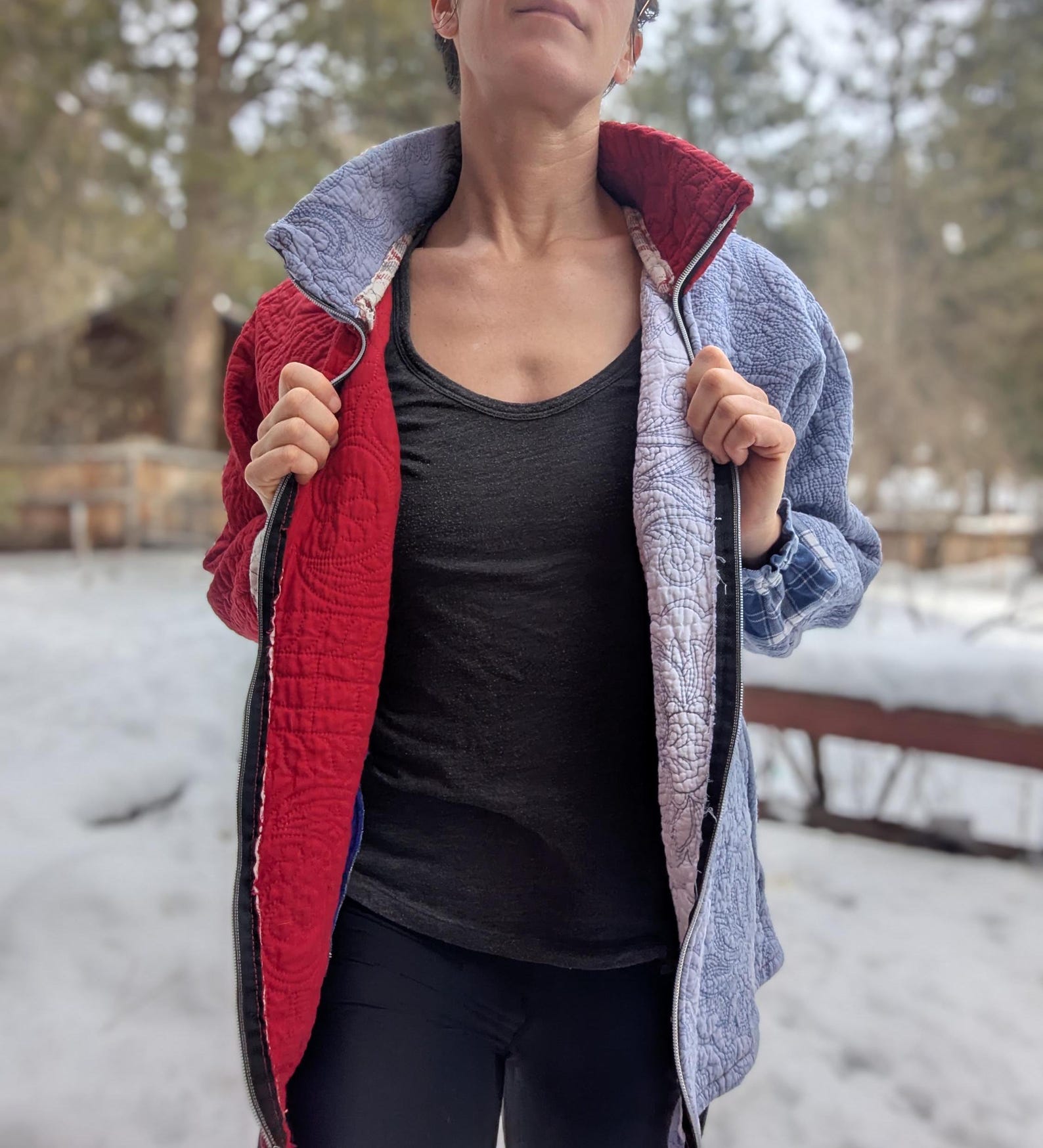 Red & Blue Handmade Jacket From Thrifted Quilts - Etsy