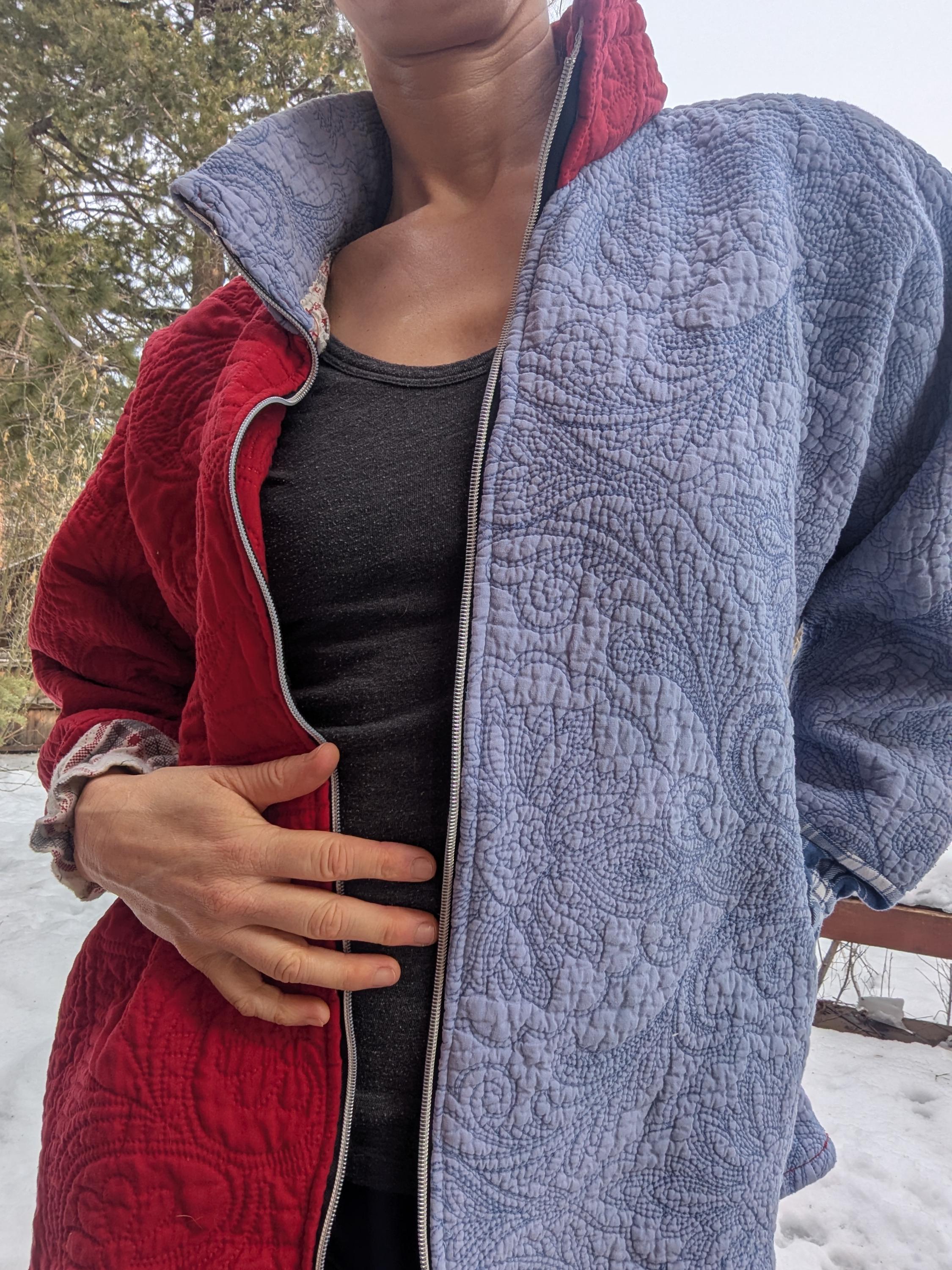 Red & Blue Handmade Jacket From Thrifted Quilts - Etsy