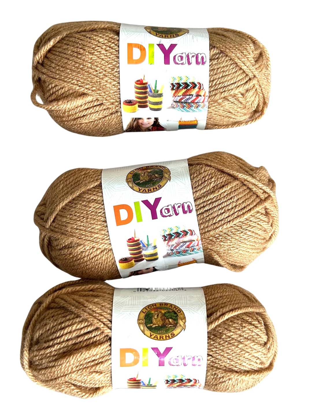 Diyarn® Camel 205-124 Bundle Pack of 3, Multipack, Lion Brand Yarn ...