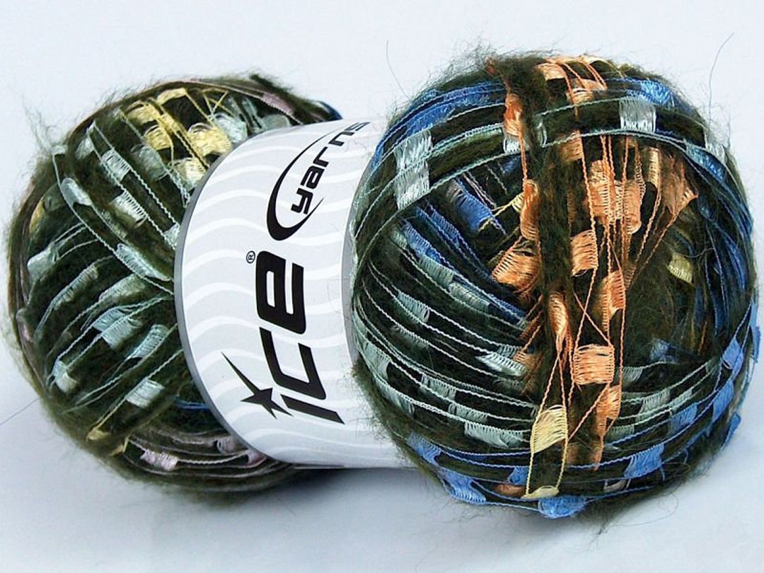 Ice Yarn Mohair-wool Green Shades, Blue, Beige 73260, Wool, Polyamide ...